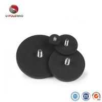 China D88x8mm Round Rubber Coated Magnet Base With Outer Thread 45kg Pull Force Round Shape for sale