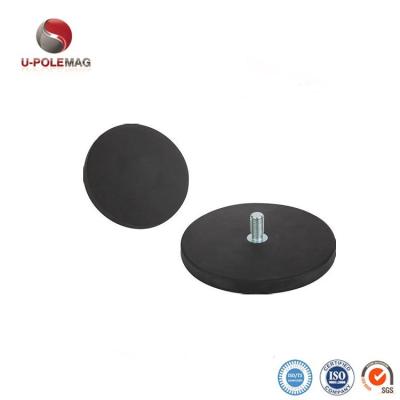 Cina D88x8mm Base magnetica rotonda rivestita di gomma con filo esterno 45kg Forza di trazione Forma rotonda in vendita