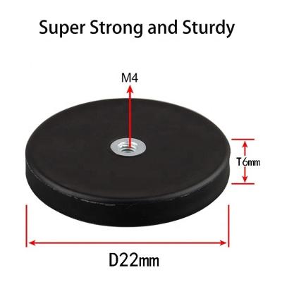 Cina Magnete rotondo di neodimio D22x6mm con M4 Flat Female Thread Gripper and Rubber Surface in vendita
