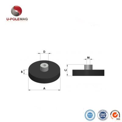 Cina Magnete NdFeB rivestito di gomma a 80 gradi Celsius con pin e servizio di taglio in vendita