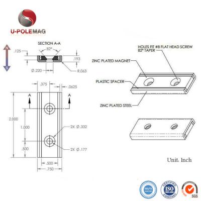 Cina Magnete a pentola NdFeb quadrato di grado industriale N52 con buco anti-affondamento e rivestimento in nichel in vendita