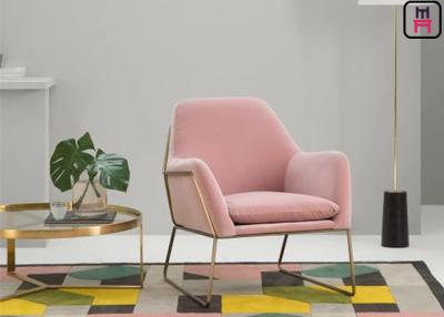 China Velvet Stainless Steel Base Single Sofa Chair Gold Base Cozy Arm Hotel Lobby Sofa Chair for sale