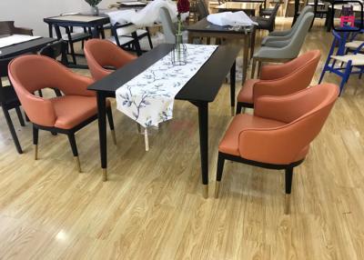 China Gold Electroplating Feet Solid  Wood Restaurant Chairs , Hotel  Wood Leather Dining Chairs for sale