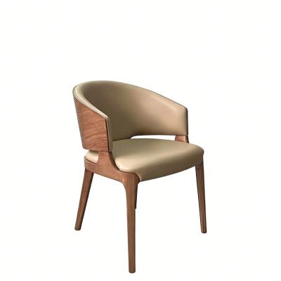 China Customizable Wood Restaurant Chair with Solid White Ash Wood and Premium Faux Leather for Elegant Dining Spaces for sale