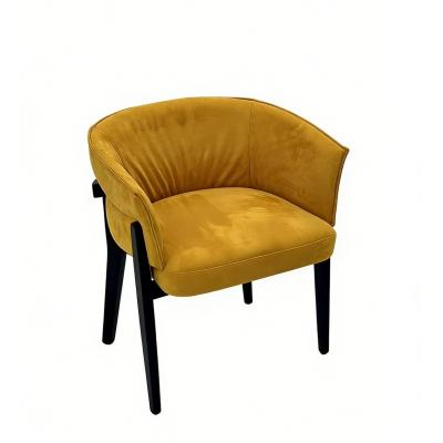 China Yellow Luxurious Velvet Upholstered Ash Wood Dining Chair for sale
