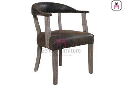 Cina Sedia di cuoio rustica dell'interno di Brown/legno di quercia robusto che pranza sedia con il bracciolo in vendita