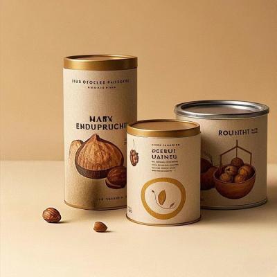 China Custom Logo Kraft Paper Composite Cans Cardboard Cylinder Box For Food Packaging for sale