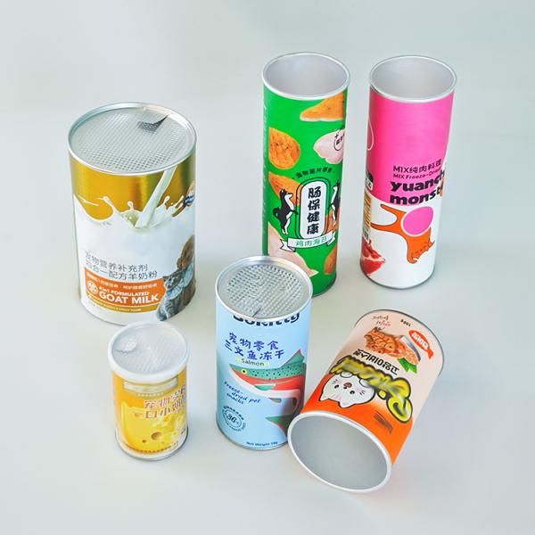 Quality Anti Bacteria Food Paper Canisters Paper Cans Packaging For Cereal Pet Treats for sale