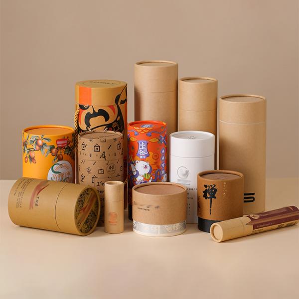 Quality OEM Cylindrical Cardboard Paper Tubes Packaging Printed Canister Box Custom Logo for sale