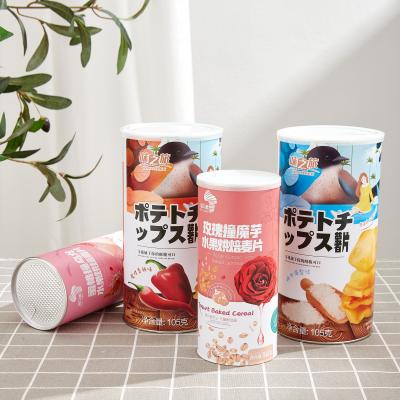 China Empty Packaging Snack Food Paper Cans Custom Label Lightweight Paper Cylinder Box for sale