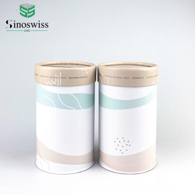 China Custom Printing Powder Packaging Paper Cans Canister With Paper Lid Recyclable for sale