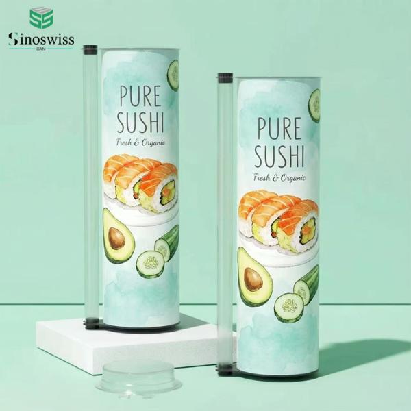 Quality Push Up Sushi Paper Tube Packaging Food Grade Cylinder Can with Chopstick Holder for sale