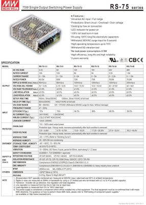 Cina Intanto RS-75 12V 75W Single Output Switching Power Supply trasformatore a neon a LED di alta qualità in vendita
