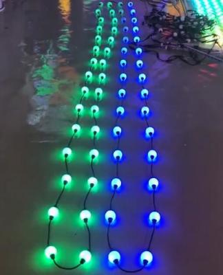 China 10 Ft Reel DMX 24v New LED Lights 50mm RGB LED Light Strings Globe 3D Balls for sale