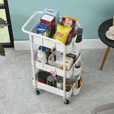 Cina Carretto moderno del carrello di stoccaggio della fila del bene mobile 3 della famiglia con la chiusura delle ruote a chiave in vendita