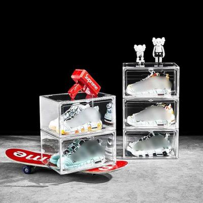 Cina Radura accatastabile di Front Clear Plastic Shoe Container di goccia trasparente in vendita