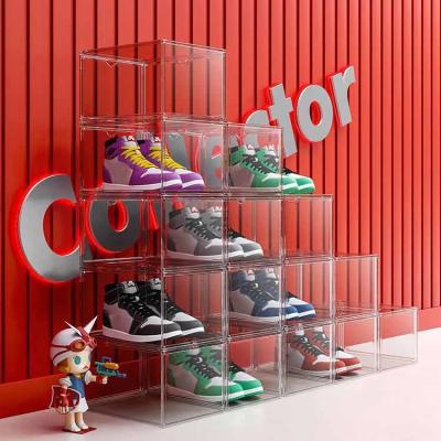 Cina Goccia acrilica Front Shoe Box Transparent Stackable della famiglia in vendita