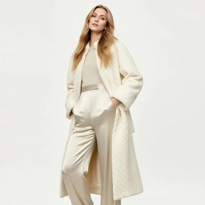 China Euro-American Eco Faux Fur Belt Coat for sale