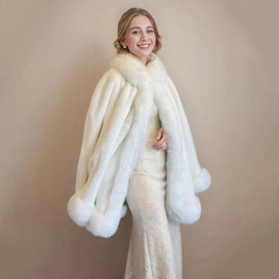 China HONGJUN Super Warm Faux Fur Bridal Cape for sale