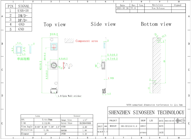 SNS-DZ1218-V1.0 High-Speed USB Camera Module