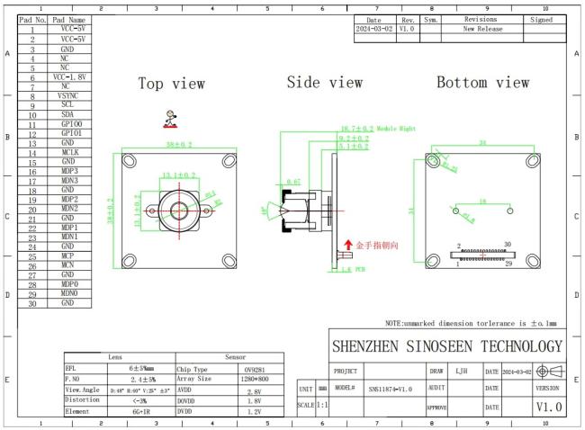OV9281 MIPI Camera Module