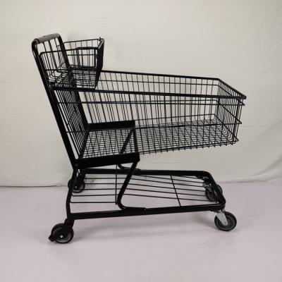 China Customized 100L Large Basket Supermarket Shopping Trolley With Handle Small Basket for sale
