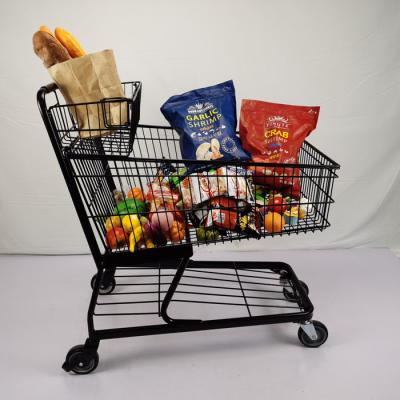 China Customized 100L Large Basket Supermarket Shopping Trolley With Handle Small Basket for sale