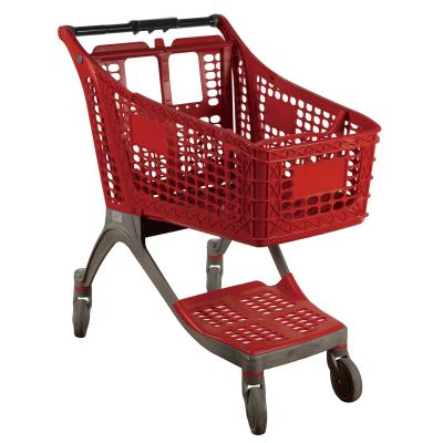 Cina Rosso tutto il carrello leggero di compera di plastica 220L della drogheria del supermercato del carrello in vendita