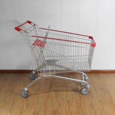 China 180L Loja Geral Mercado Europeu Galvanizado Supermercado Carrinho de compras com tiras de embalagem de bordas à venda