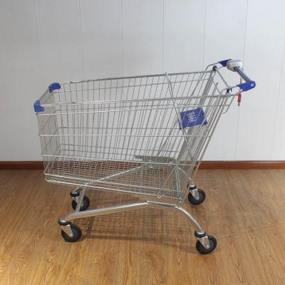 China 240L Carrinho de compras galvanizado do supermercado do mercado europeu à venda