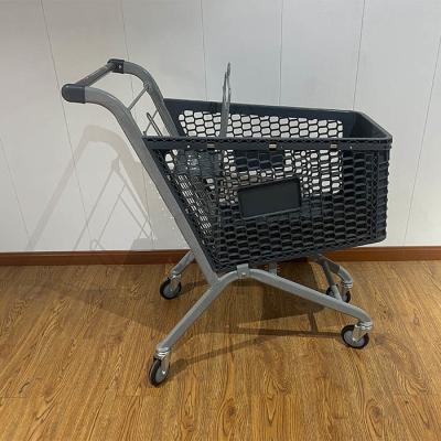 China 100L Galvanized Plastic Steel Metal Store Shopping Trolley Carts with Wire for sale