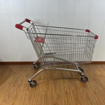 China Customizable Billboards High Quality Grocery European Style Trolley with Plastic Chair Shopping Cart for sale