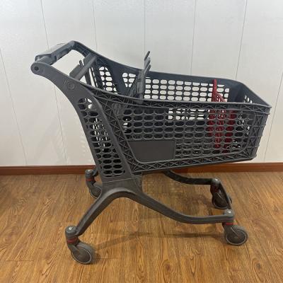 China New Design Pure Plastic Hand Push Shopping Trolley for Supermarket Shop for sale