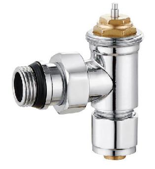 China Hoekige Thermostatische Radiatorkraan 1/2'' Met Adapter Voor 16mm PEX Leiding Te koop