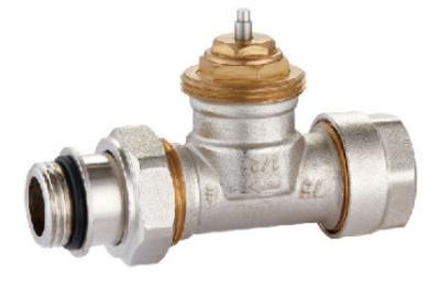 China Rechte Thermostatische Radiatorkraan 1/2'' Met Adapter Voor 16mm PEX Leiding Vernikkeld Te koop