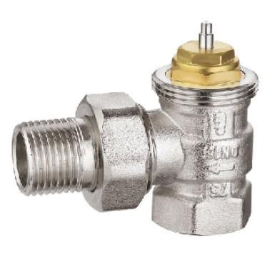 China EN215 gecertificeerde gehoekte thermostatische radiatorkranen met G 3/8'' voor stalen buis F 3/8''X M 3/8'' Te koop
