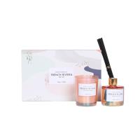China Rainbow Finish Glass Jar Scented Candle and Reed Diffuser Gift Set 70g 50ml for sale