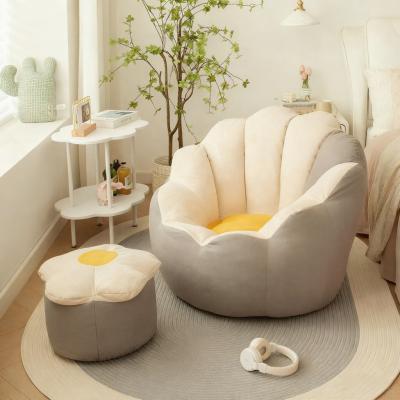 China Flower Shape Modern Single Lazy Sofa Chair Small Lounge Recliner Cotton Fabric Bean Bag Sofa for sale
