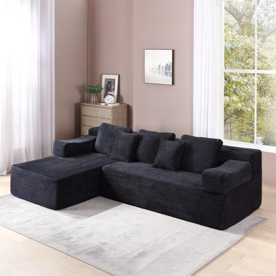 China Italian High Density Sponge Compressed L-Shaped Modular Sectional Sofa Upholstered Living Room Apartment for sale