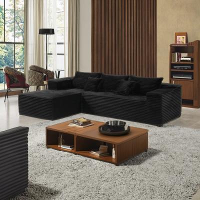 China Super Deep L-Shape Modular Sectional Couch Compressed Sofa Plush Corduroy with Vacuum Packaging for Apartment Living Room Sofas for sale