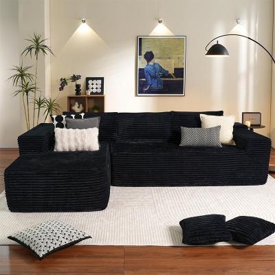 China Customized Concubines L-Shaped Plush Sofa Set Compressed Fabric Living Room with Sponge Filling for Apartment School Villas for sale