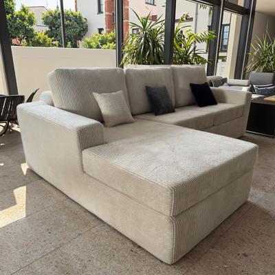 China Super Deep L-Shape Modular Plush Corduroy Couch Compressed Sponge Filling Vacuum-Packed for Villa School for Apartment Living for sale