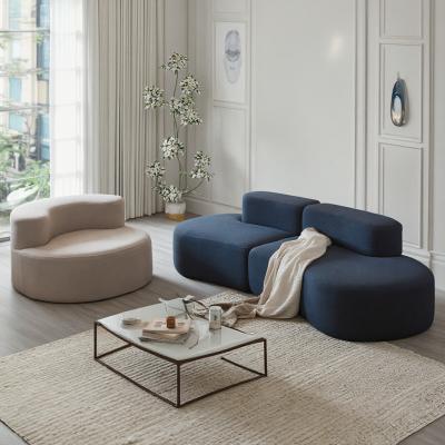 China Modern Style Curved Cobblestone Two-Seater Sofa Extendable Fabric for Small Apartment Living Room Beauty Salon School or Park for sale