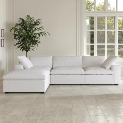 China Nordic Modern Eco-Friendly Fabric Sofa Comfortable Armless L-Shape Sectional Compressed Villa Living Room Set for sale