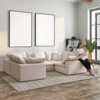 China Modern U-Shape Sectional Sofa Modular Compressed Fabric Eco-Friendly Sofa Bed Customizable Double Seat for sale