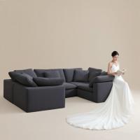 China Modern U-Shape Sectional Sofa Modular Compressed Fabric Eco-Friendly Sofa Bed Customizable Double Seat for sale