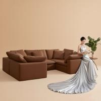 China Modern U-Shape Sectional Sofa Modular Compressed Fabric Eco-Friendly Sofa Bed Customizable Double Seat for sale