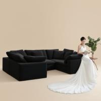 China Modern U-Shape Sectional Sofa Modular Compressed Fabric Eco-Friendly Sofa Bed Customizable Double Seat for sale