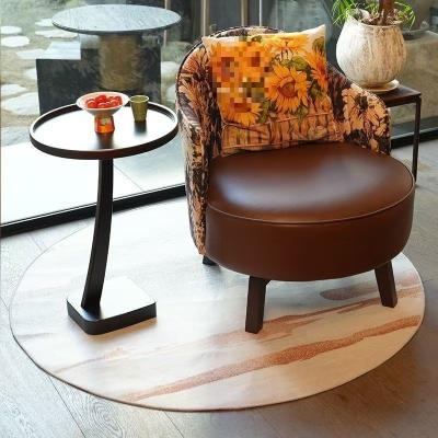 China Retro Single Sofa Chair Balcony Leisure Backrest Chair Living Room Salon Comfortable Leather Seat Solid Wood Frame Accent Chair for sale