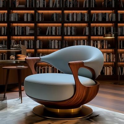 China Modern Solid Wood Customizable Swivel Lounge Chair for Apartment Bedroom Living Room-Eco-Friendly Furniture for sale
